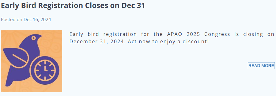 APAO® 2025 – The 40th Asia-Pacific Academy of Ophthalmology Congress