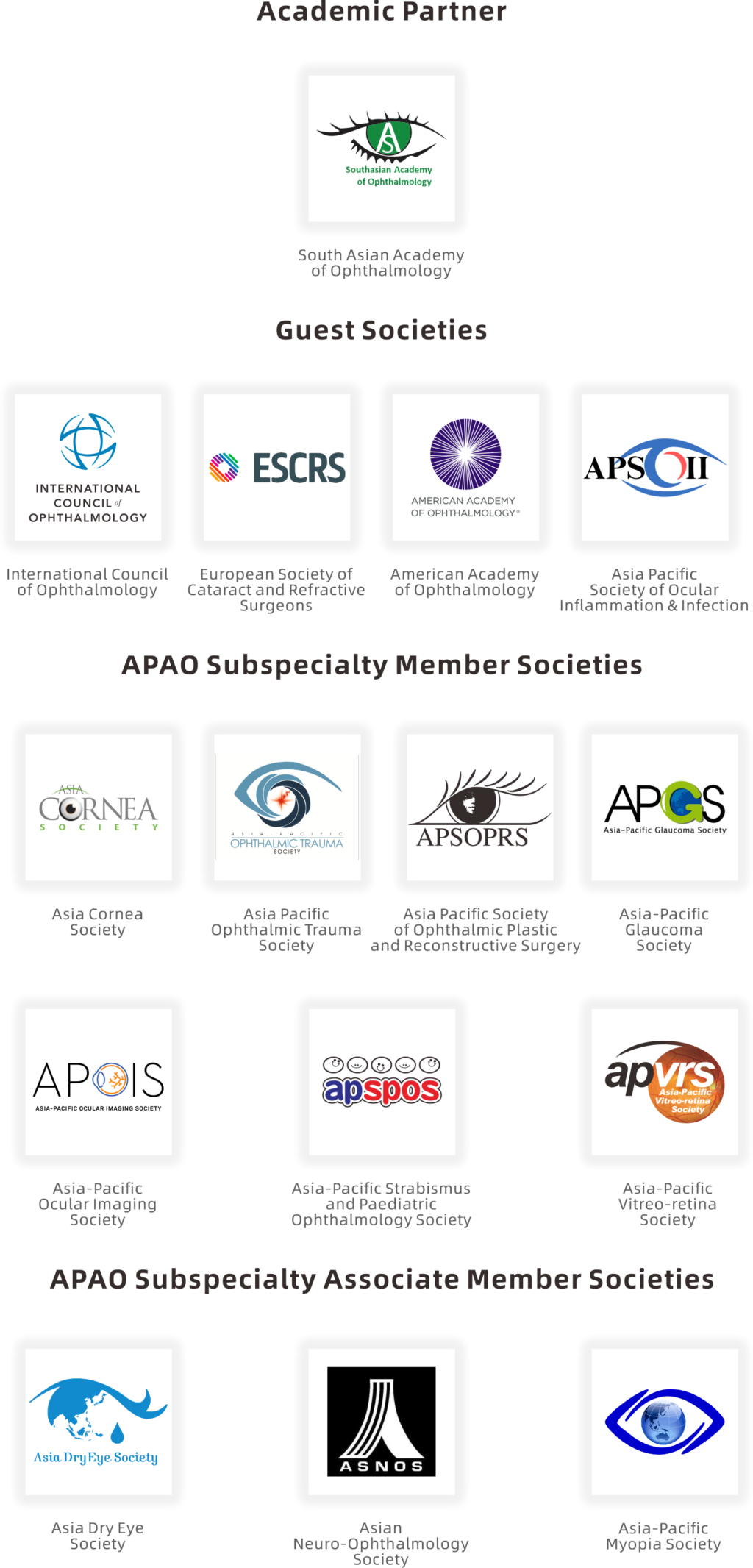 Supporting Organizations – APAO® 2025